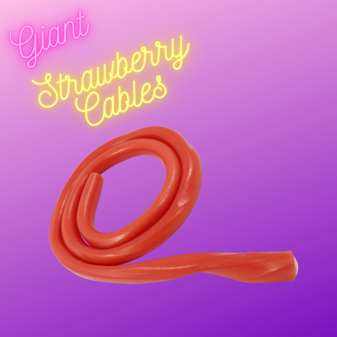 Giant Strawberry Cables (Each) – My Sweeties Sweet Shop